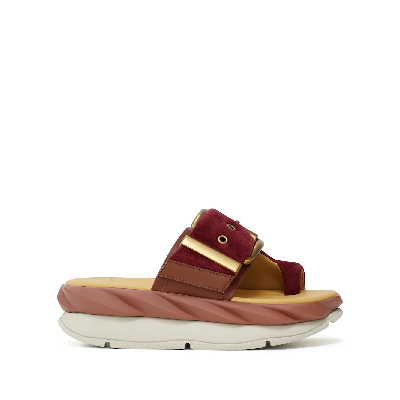 Elegant burgundy leather sandal for women | 4CCCCEES Mellow