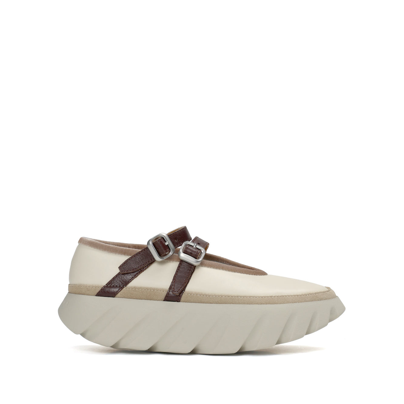 Women's chic cream leather ballerina | 4CCCCEES Tura